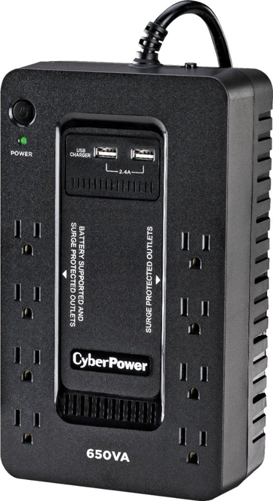CyberPower 8-Outlet 650VA Uninterruptible Power Supply Battery Back-Up ...